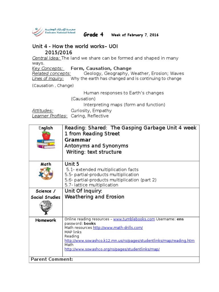 Unit 4 - How The World Works - UOI 2015/2016: Grade 4 | PDF | Science ...