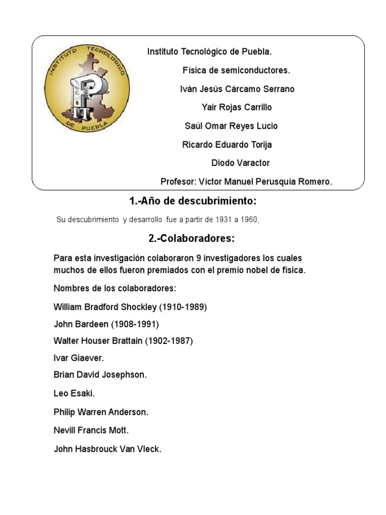 Diodo Vericap (Equipo 3) | PDF | Diodo | Modulación de frecuencia