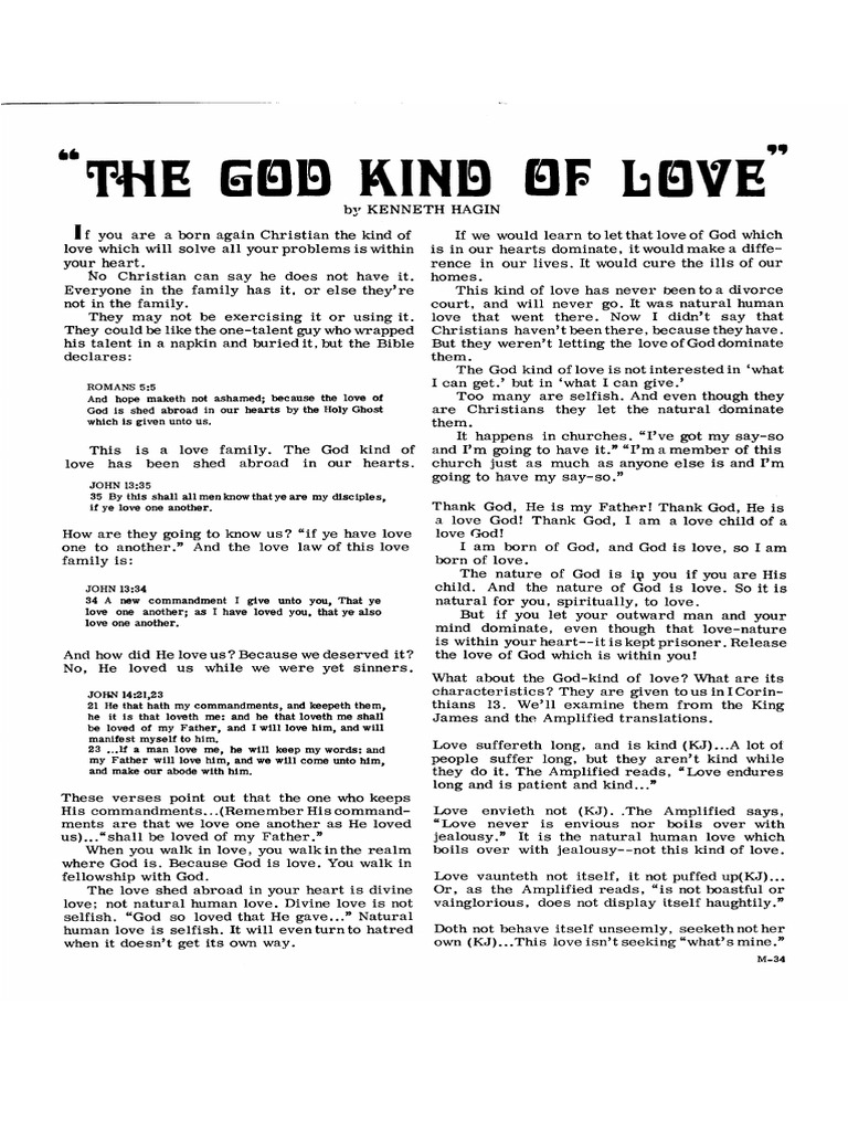 Kenneth E Hagin - Leaflet - The God Kind of Love | PDF | Prophecy ...