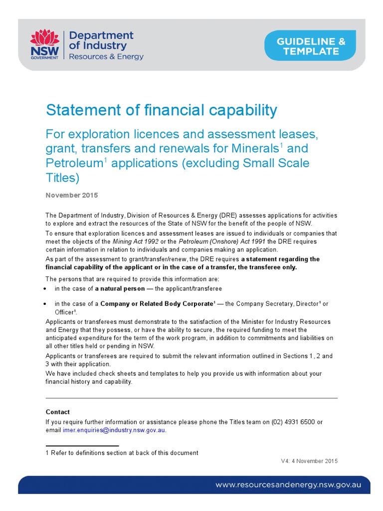 Statement of Financial Capability | Financial Audit | Financial Statement