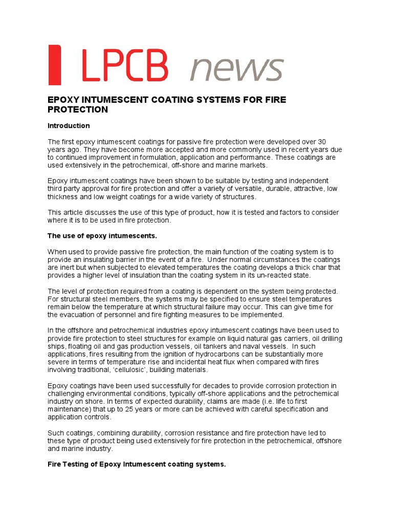 Epoxy Intumescent Coating Systems For The Corrosion Protection and Fire ...