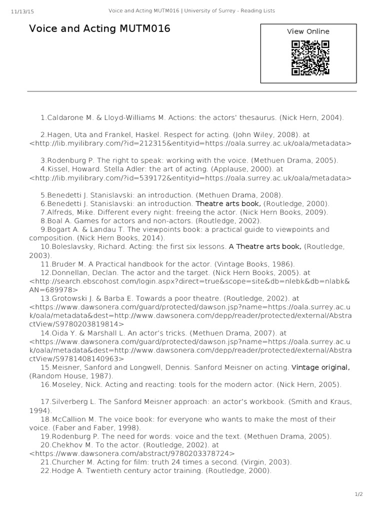 List of Vocal Exercises. | PDF | Acting | Theatre