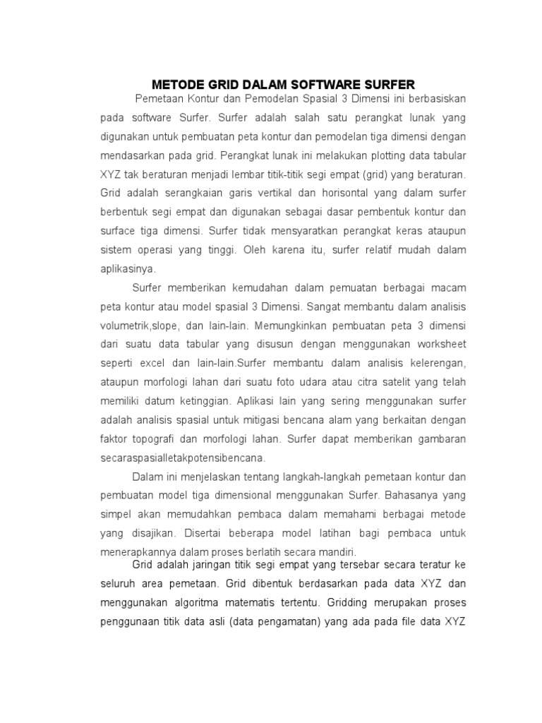 Metode Grid Dalam Software Surfer | PDF | Metode & Bahan Ajar | Komputer