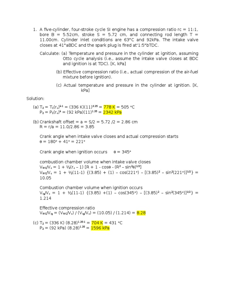 Combustion Solved Problems Pdf Fuel Injection Vehicle Parts