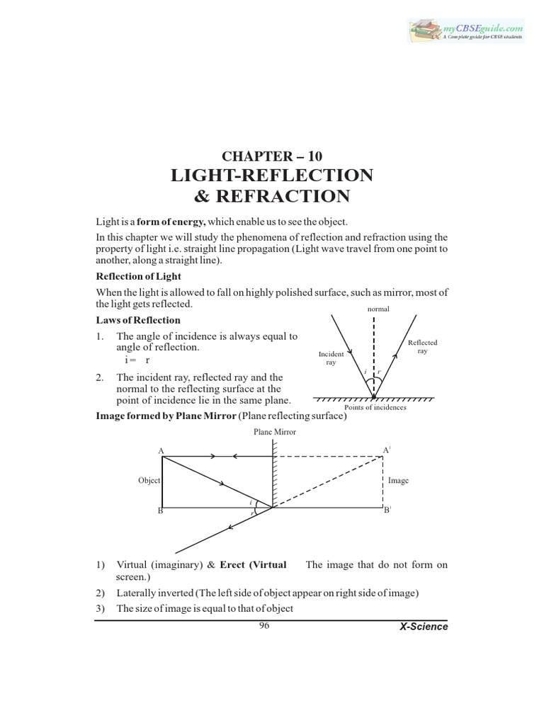 10 Science Notes 10 Light Reflection and Refraction 1 | PDF | Lens ...