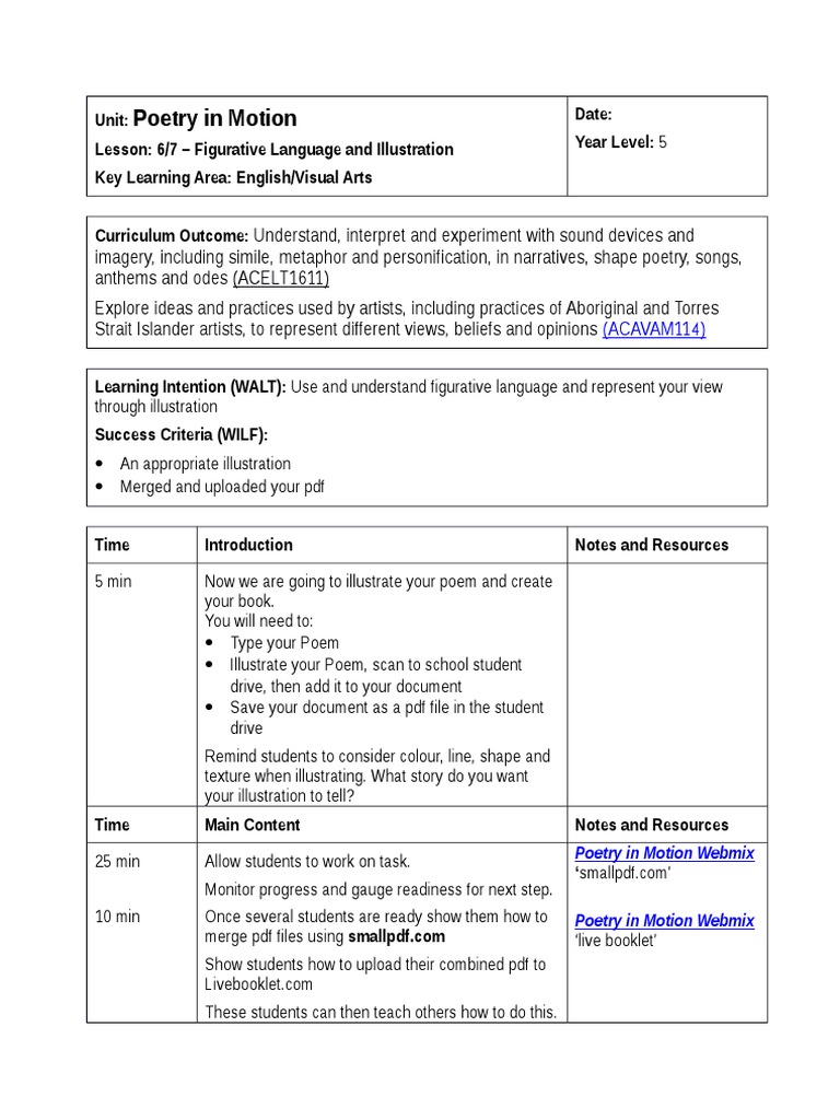 Figurative Language in Poetry Lesson | PDF | Poetry | Portable Document ...