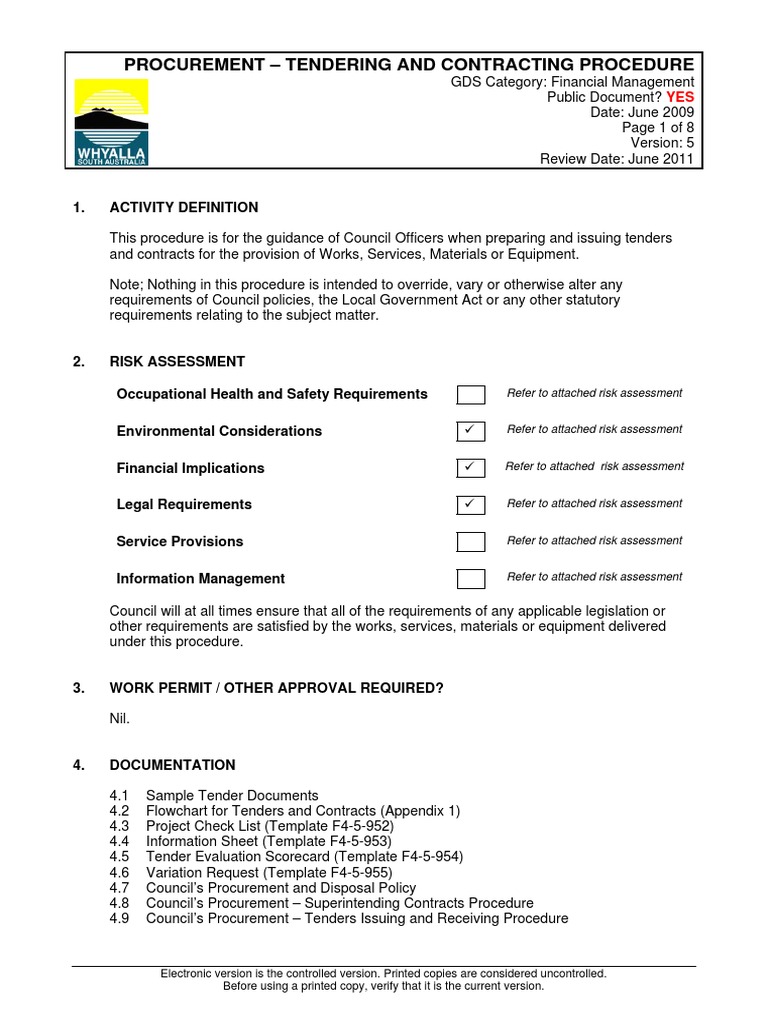 Procurement - Tendering and Contracting Procedure | Download Free PDF | Procurement ...