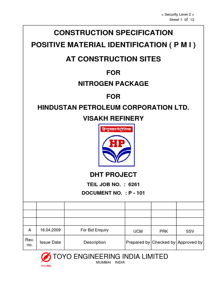 9.19 - P-101_positive Material Identification | Specification ...