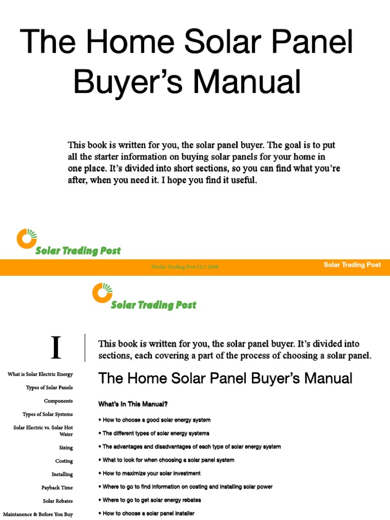 Solar Electric Panel Manual | PDF | Photovoltaic System | Solar Panel