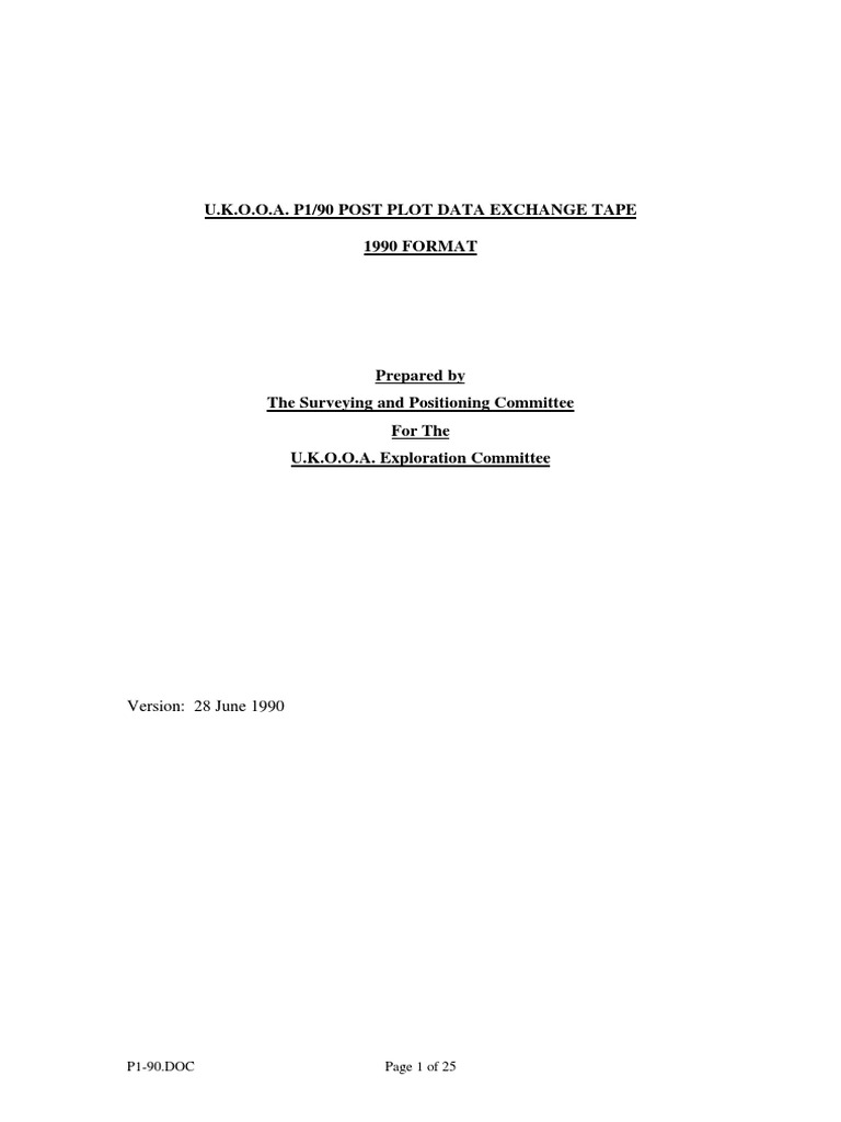 U.K.O.O.A. P1/90 POST PLOT POSITIONING DATA FORMAT SPECIFICATION | PDF | Floppy Disk | Latitude