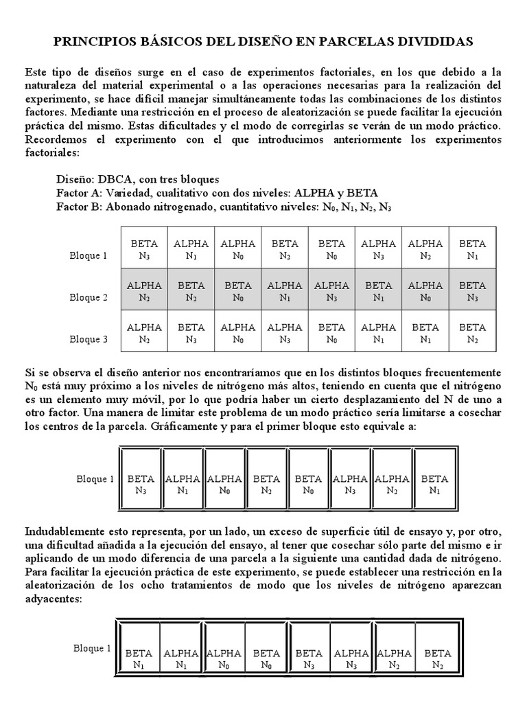 Tema+1 7+Diseño+en+Parcelas+Divididas | PDF | Teoría estadística ...