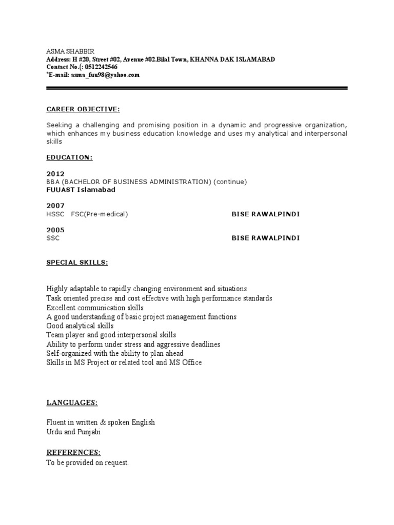 Asma Shabbir's Professional Profile | PDF