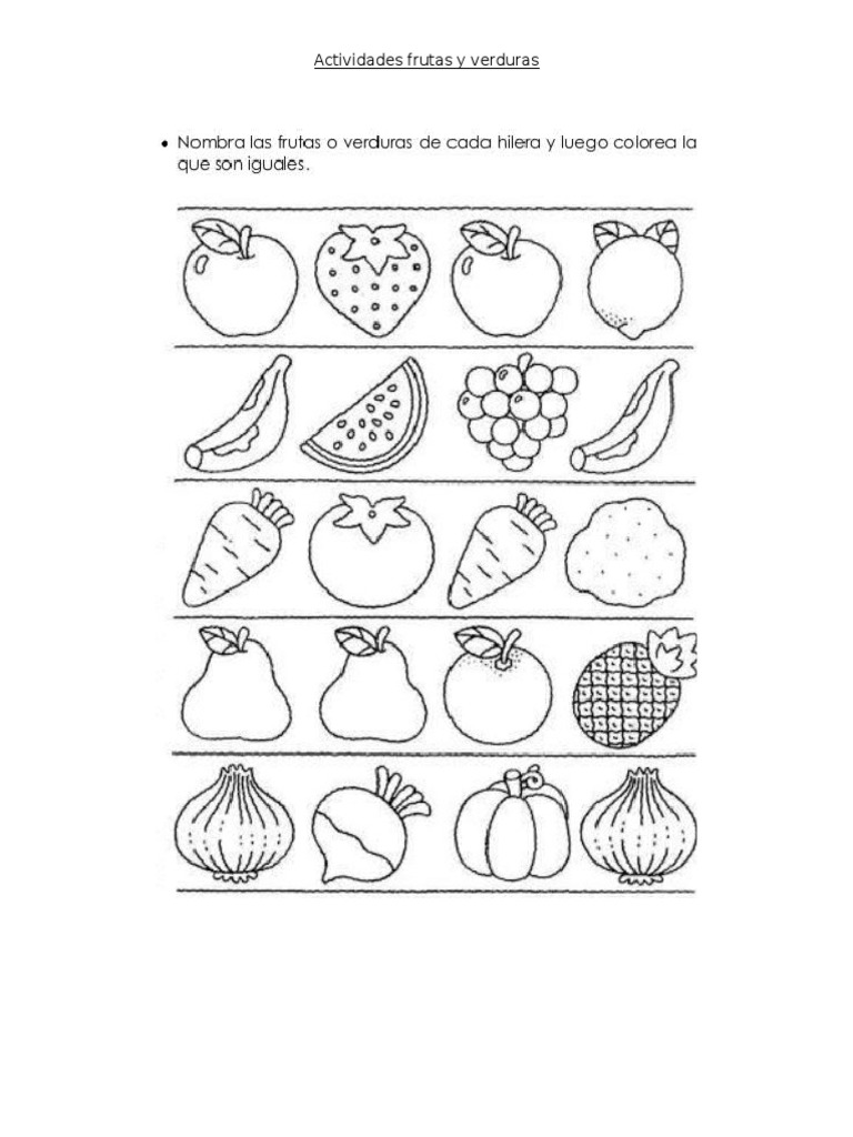 Actividades Frutas y Verduras | PDF
