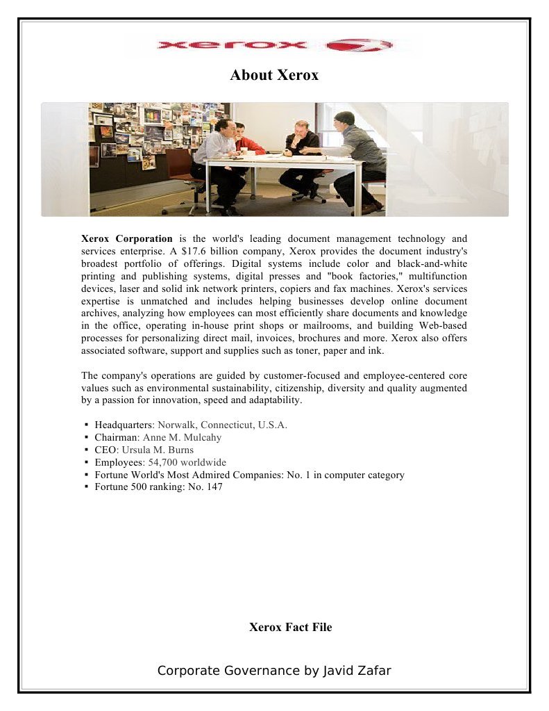 About Xerox: Xerox Corporation Is The World's Leading Document ...