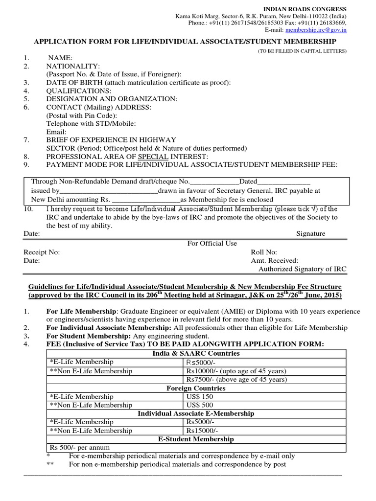 IRC Membership Application Form | PDF | Payments | Government