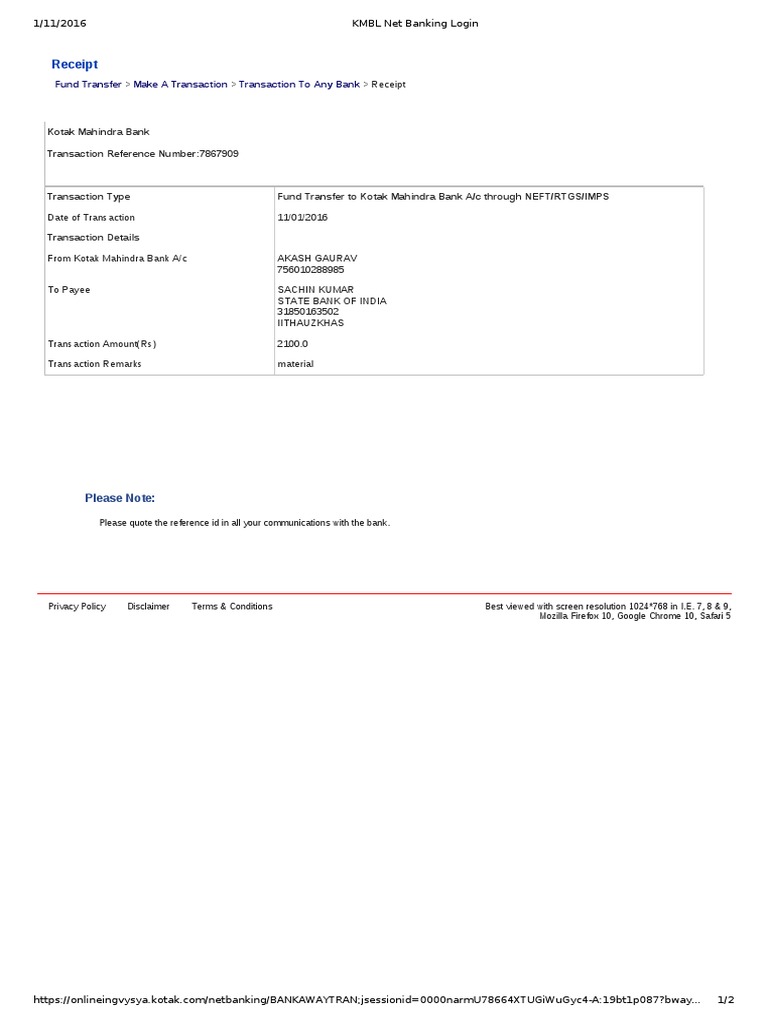 KMBL Net Banking Login | PDF