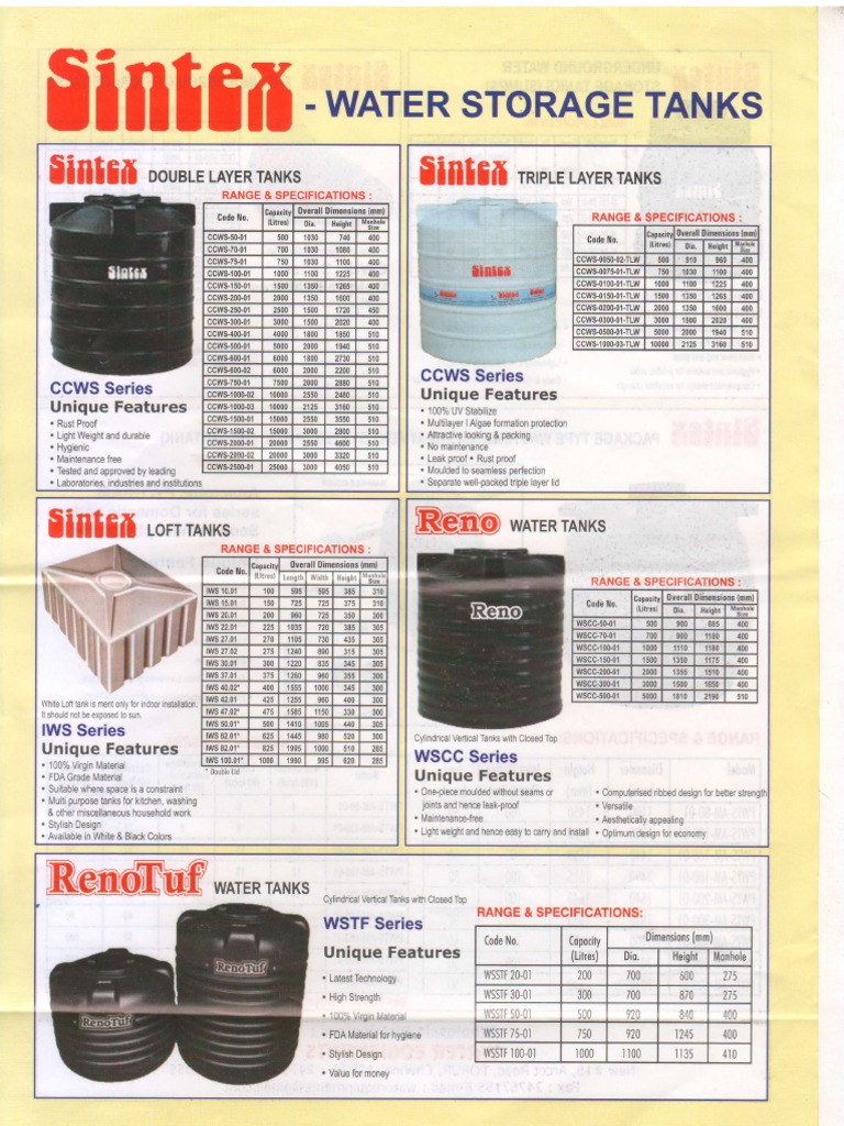 Sintex Watertanks Tecnical Details3 PDF | PDF | Home & Garden ...