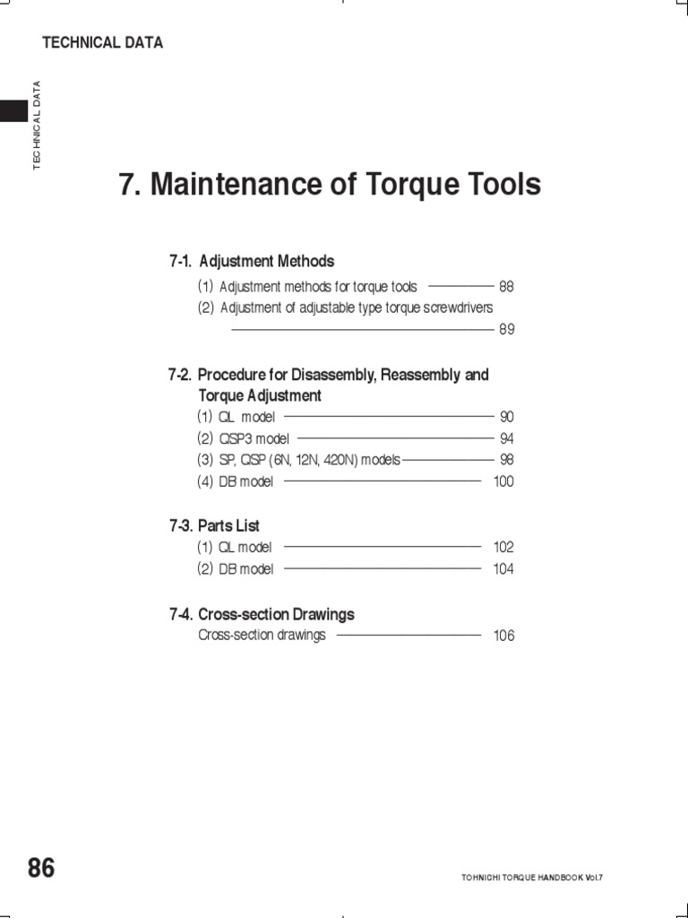 Tohnichi Maintenance of Torque Tools | PDF | Screw | Torque