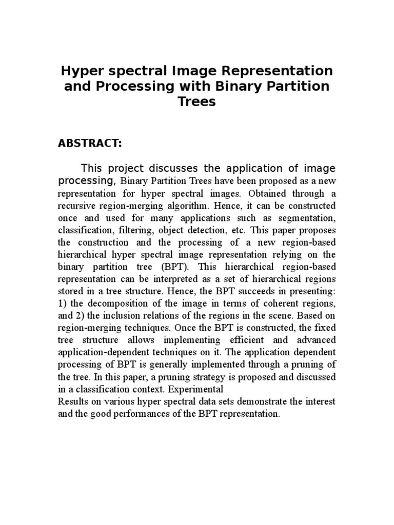 Hyper Spectral Image Representation and Processing With Binary Partition Trees | PDF | Image ...