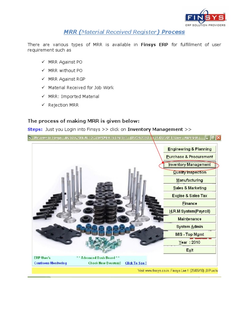 MRR Process in Finsys ERP | PDF | Double Click | Printing