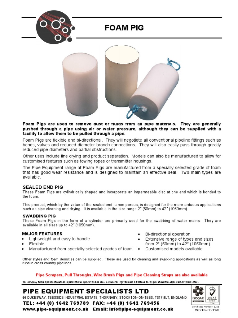 Pipe Swabs | PDF | Foam | Pipe (Fluid Conveyance)