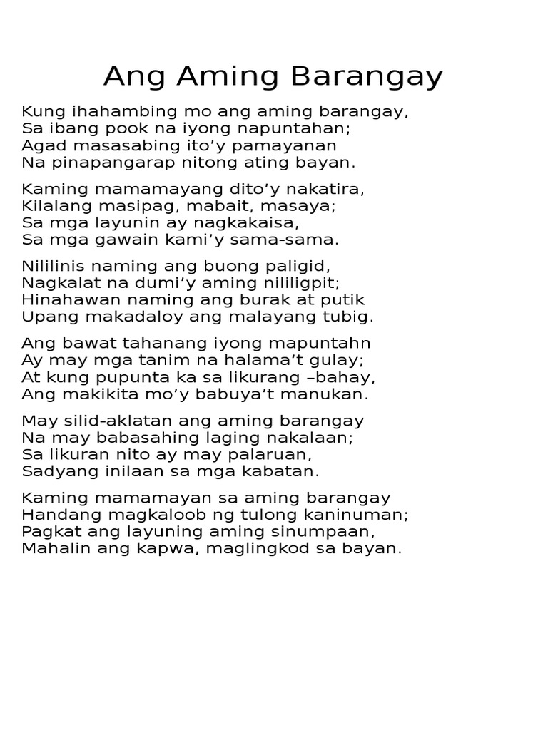 Ang Barangay Ko | PDF