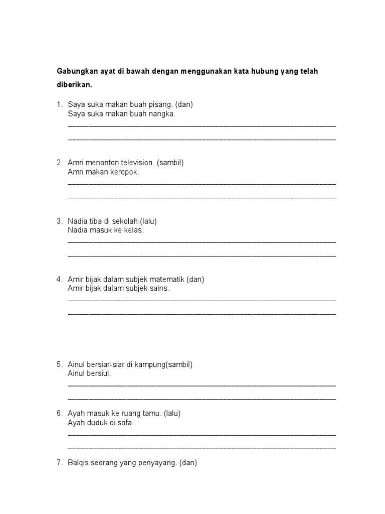 Latihan Ayat Majmuk | PDF