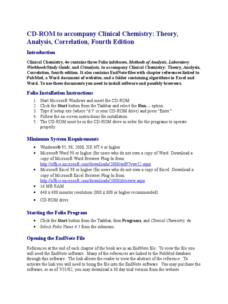 CD-ROM To Accompany Clinical Chemistry: Theory, Analysis, Correlation ...