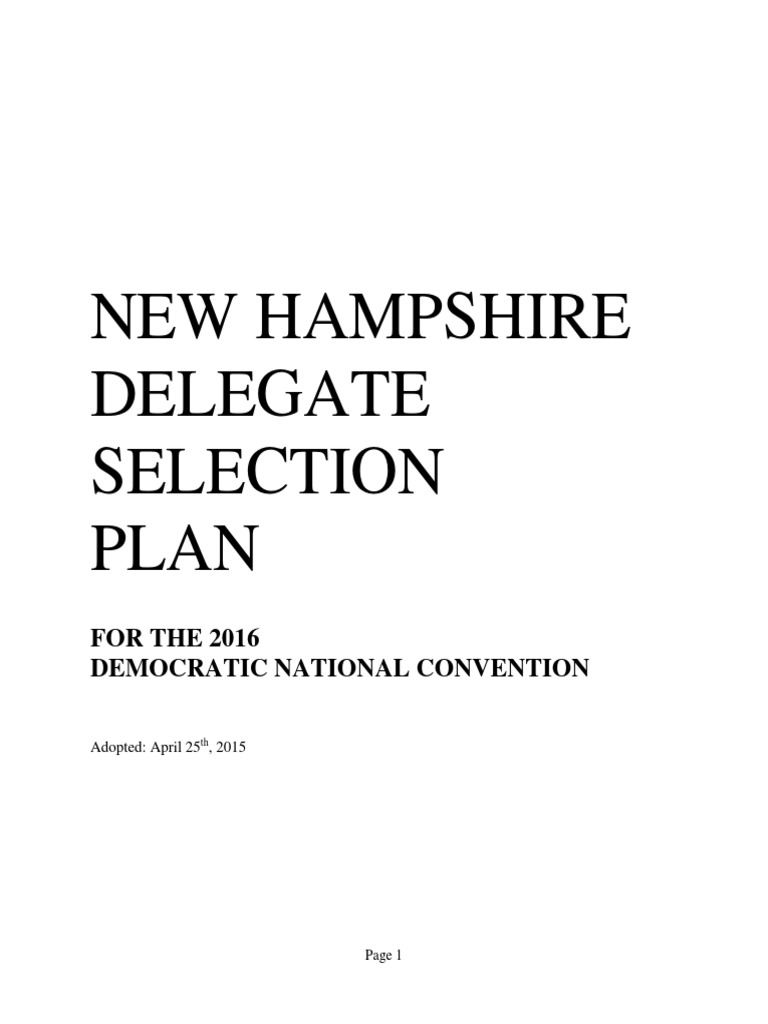 New Hampshire 2016 Delegate Selection Plan | PDF | Delegate | Primary ...