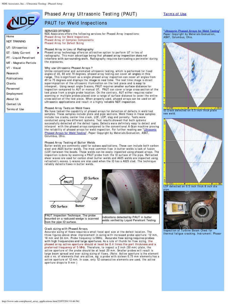 NDE Associates, Inc. - Ultrasonic Testing - Phased Array | PDF ...