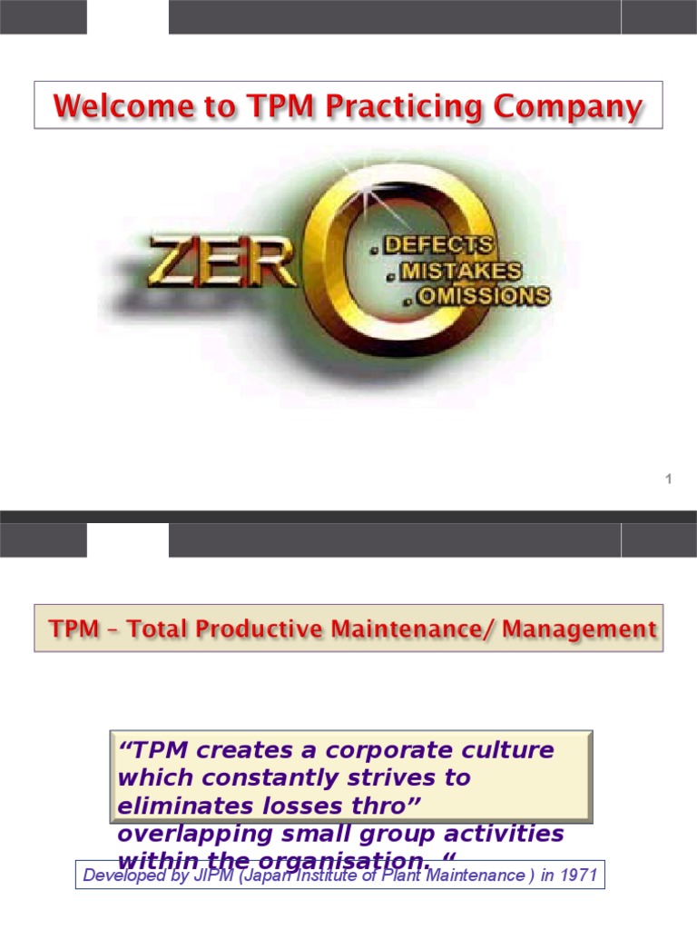 TPM Training | PDF | Reliability Engineering | Production And Manufacturing