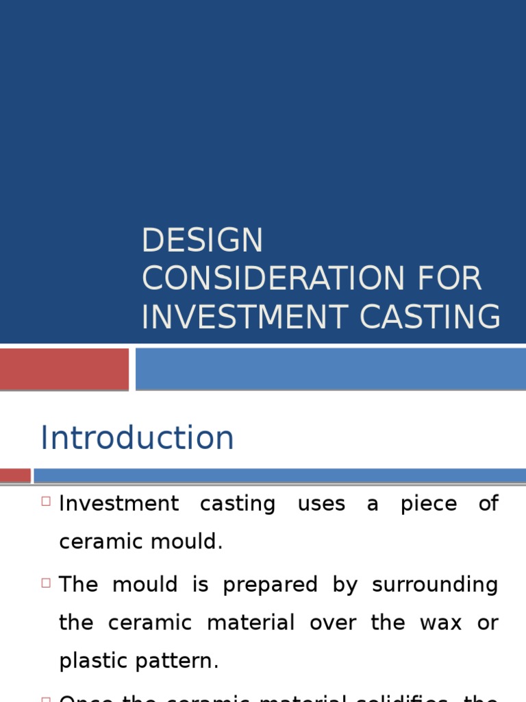 Investment Casting Design Guide | PDF | Casting | Casting (Metalworking)