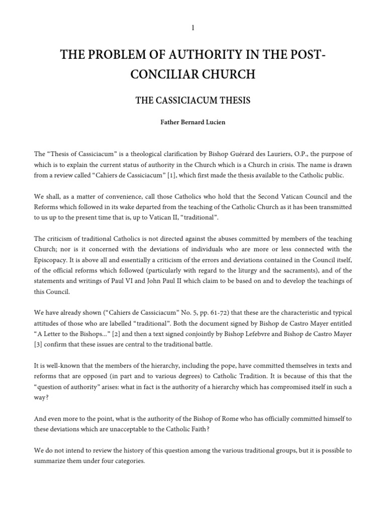 Cassiciacum Thesis Lucien | PDF | Pope | Catholic Church