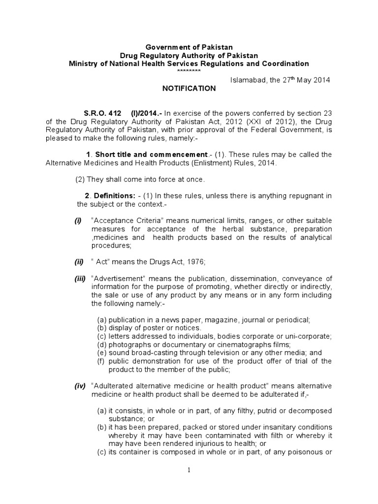 Drug Regulatory Authority of Pakistan | PDF | Herbalism ...