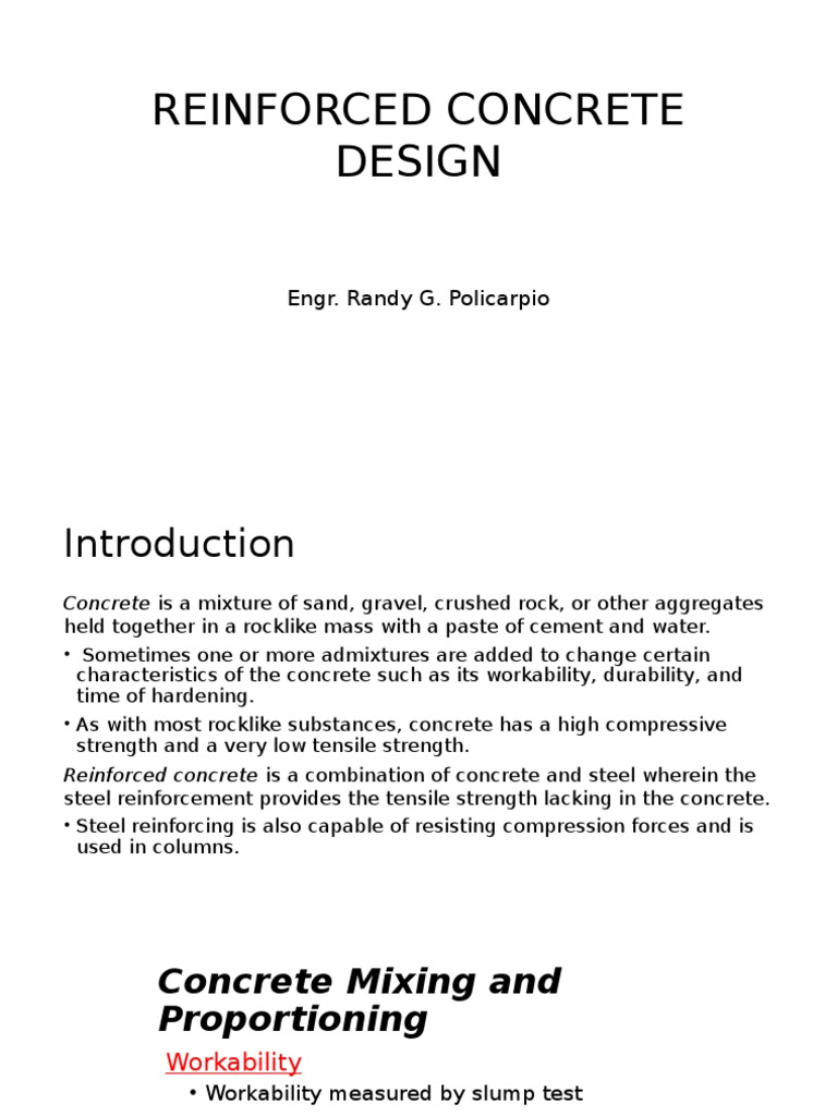 Reinforced Concrete Design Introduction Pdf Reinforced Concrete Concrete