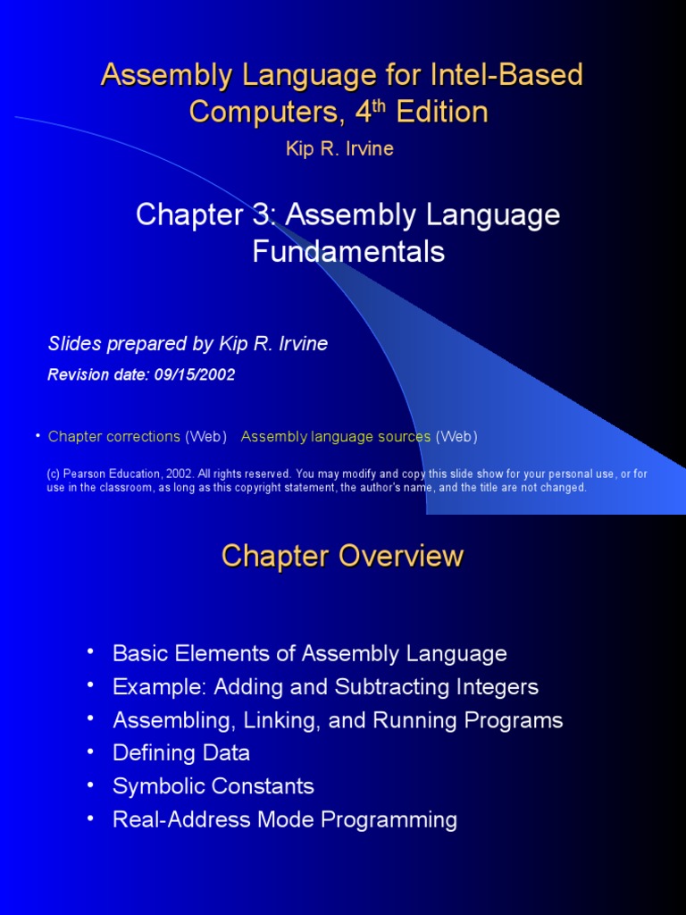 Assembly Language For Intel Based Computers 4 Edition Pdf Assembly Language Integer 