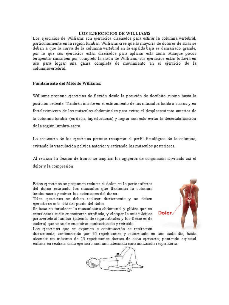 Los Ejercicios de Williams | PDF | La columna vertebral | Rodilla