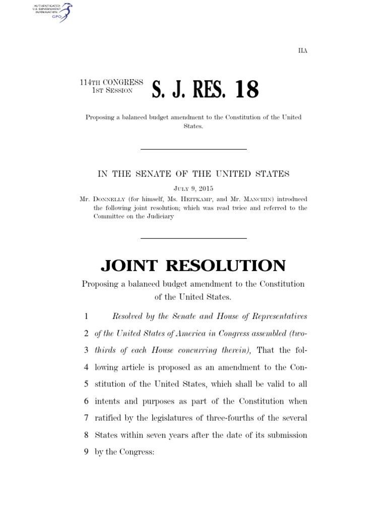 Balanced Budget Amendment | PDF | United States Congress | American ...