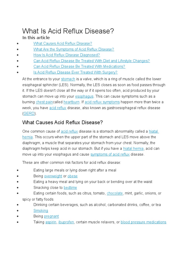 Acid Reflux: Causes and Treatments | PDF