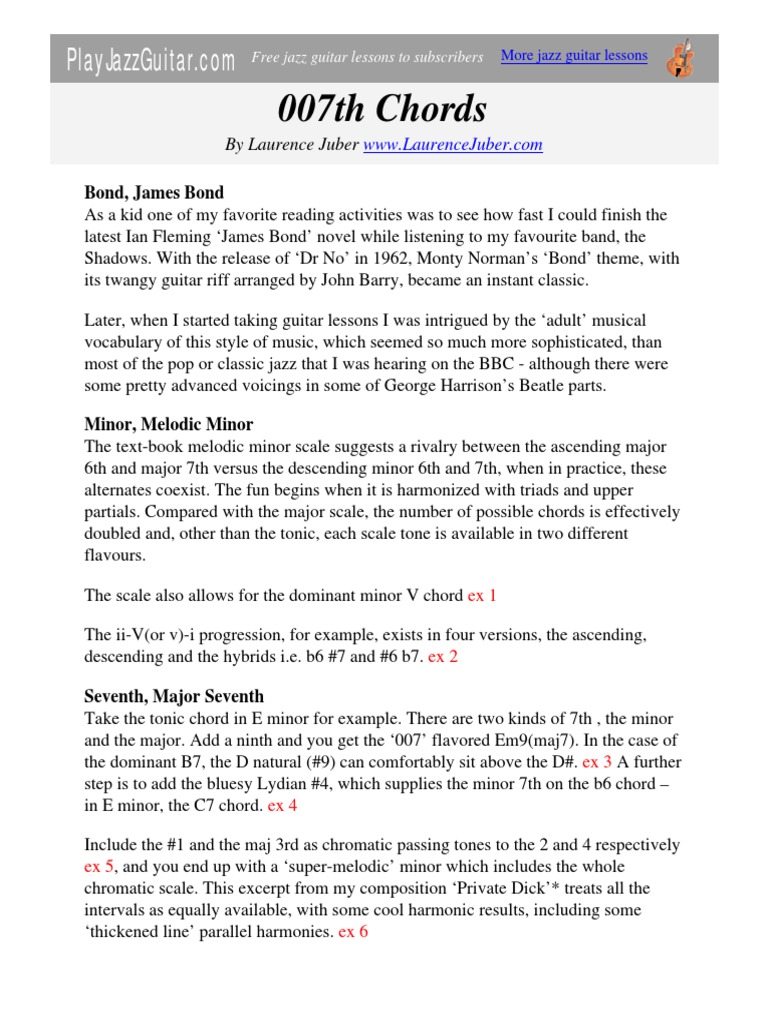 007th Chords: Bond, James Bond | PDF | Chord (Music) | Minor Scale