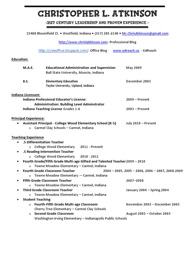 Christopher Lee Atkinson - Resume | PDF | Web 2.0 | Teachers
