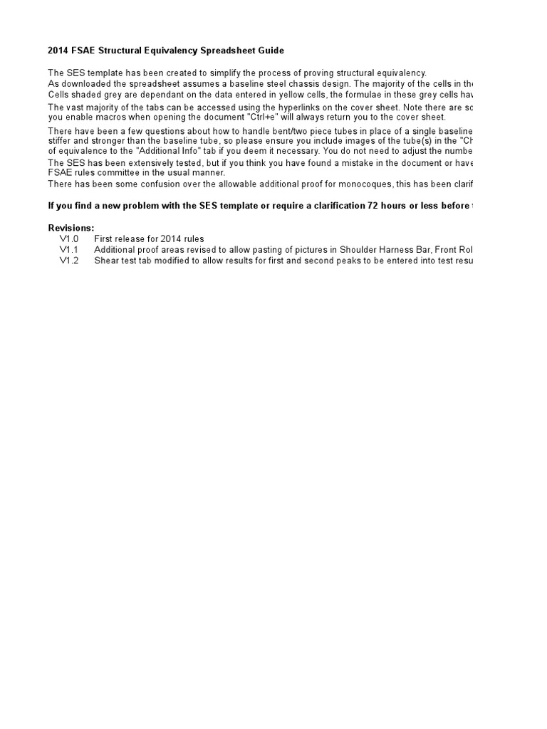 2014 FSAE SES Template Guide | PDF | Strength Of Materials | Yield ...