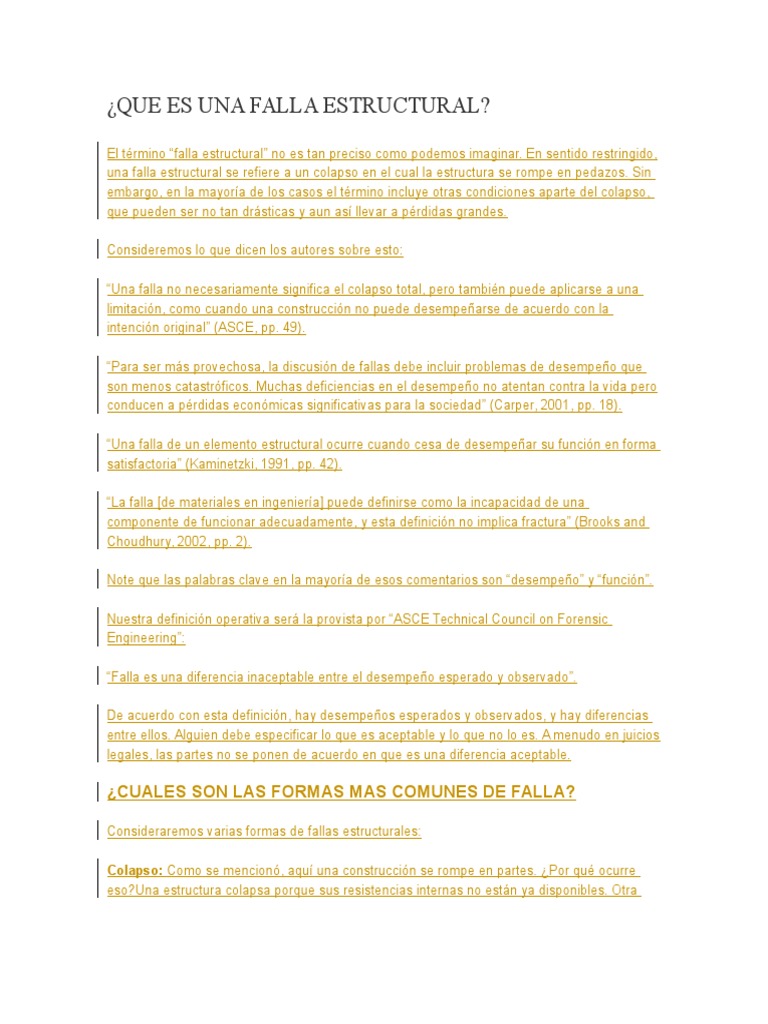 Definición y Análisis de Fallas Estructurales | PDF | Derecho | Ciencia ...