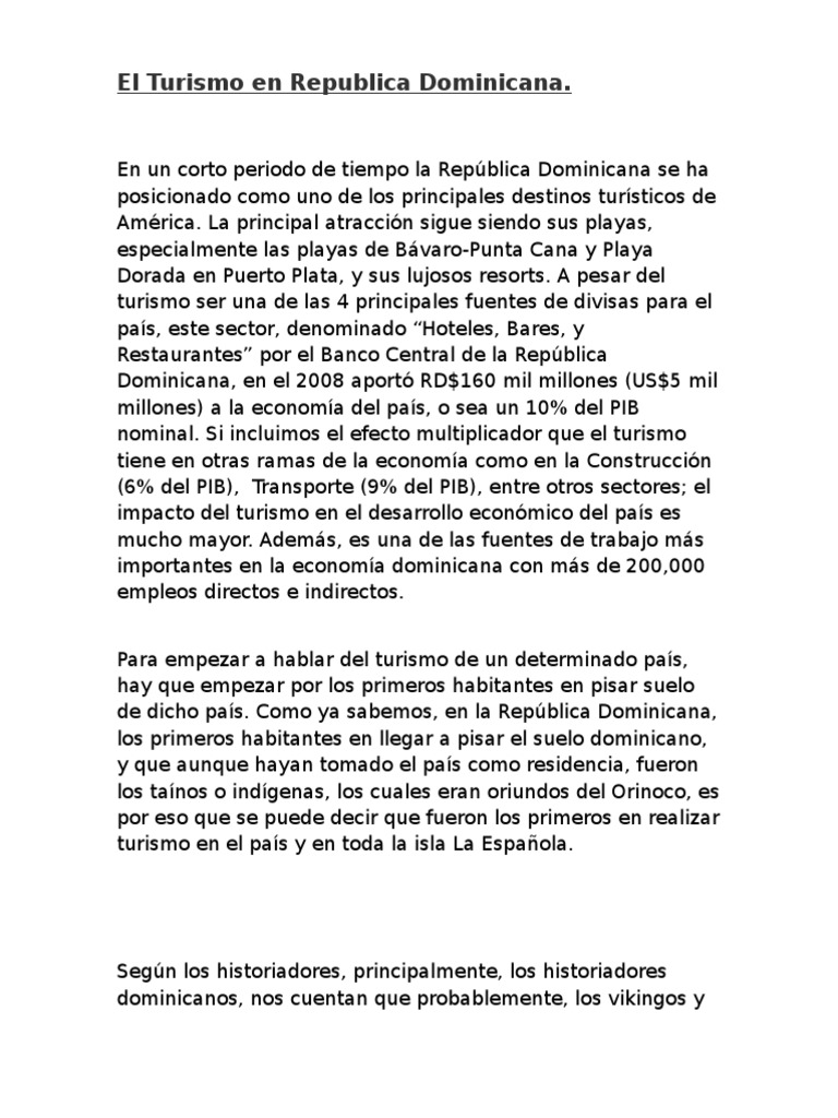Turismo en República Dominicana: Historia y Crecimiento | PDF ...