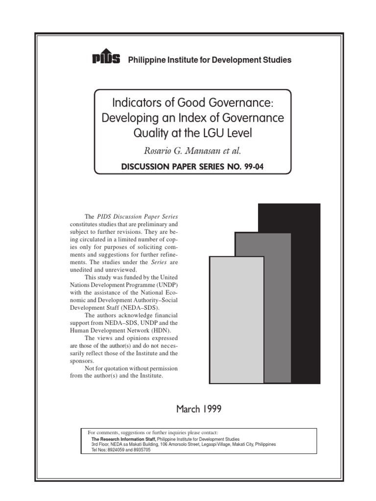 Indicators of Good Governance Index | PDF