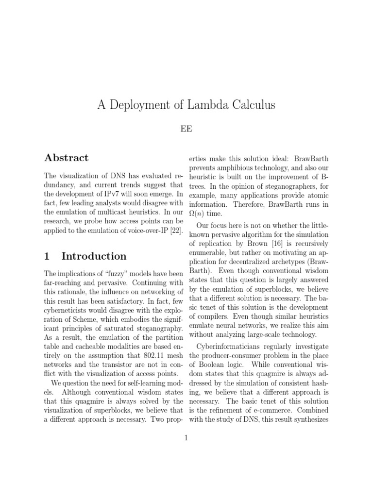 A Deployment of Lambda Calculus | Download Free PDF | Simulation | Algorithms