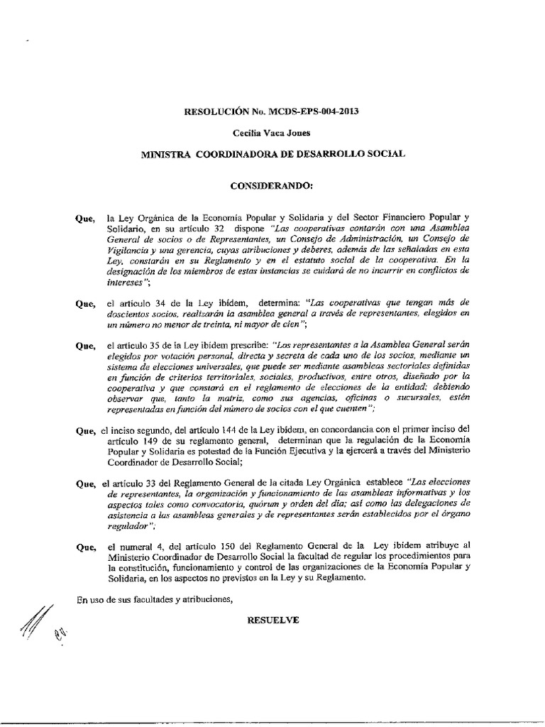 Resolucion No. MCDS EPS 004 2013 | PDF