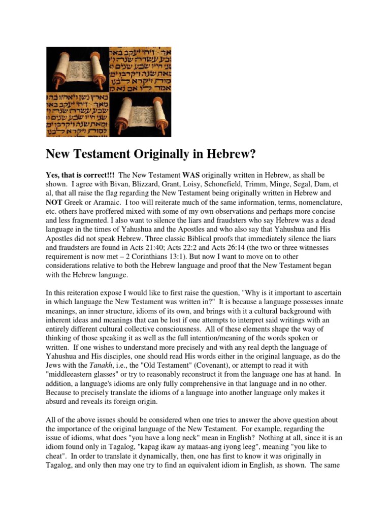 Hebrew New Testament | PDF | Hebrew Bible | New Testament