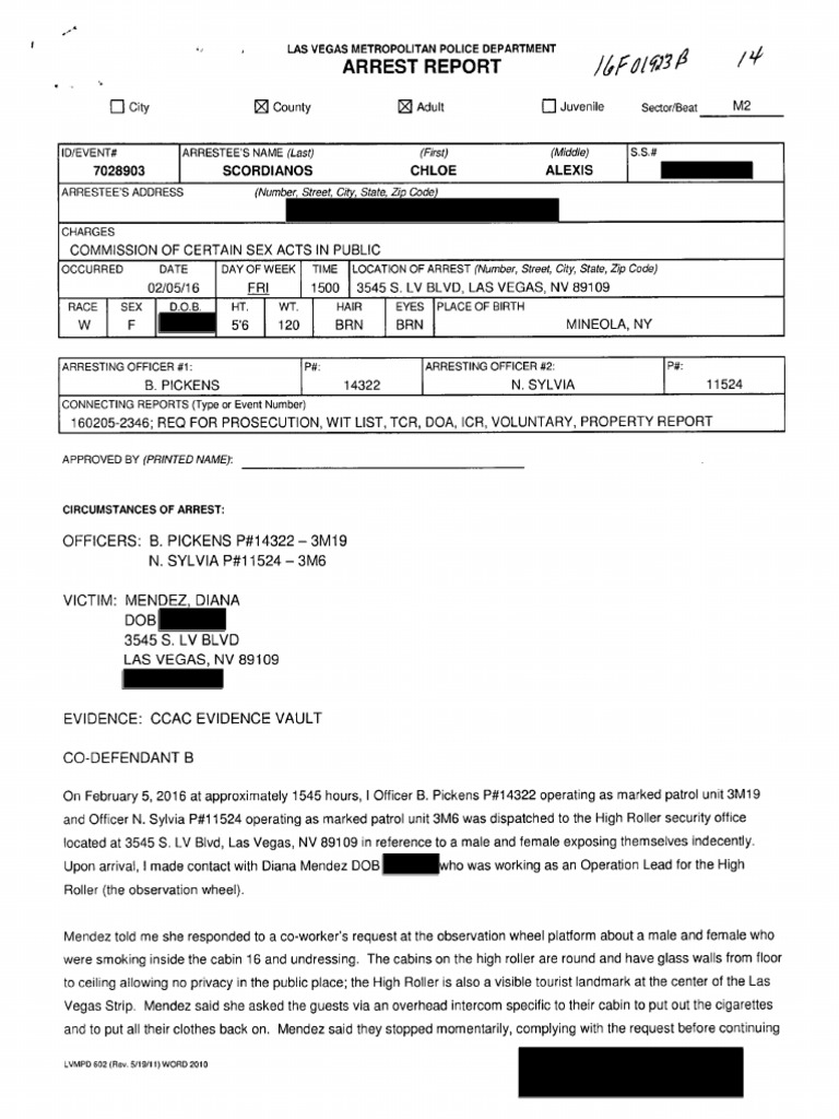 Chloe Scordianos Arrest Report | PDF
