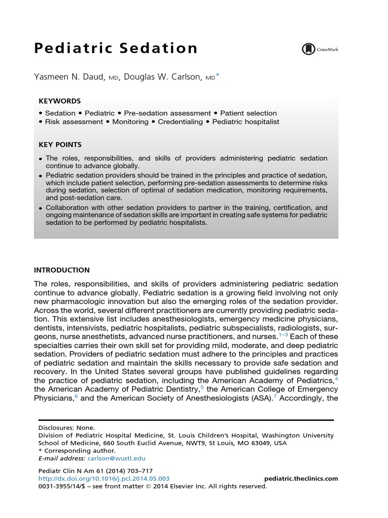 Pediatric Sedation 2014 | PDF | Anesthesia | Physician